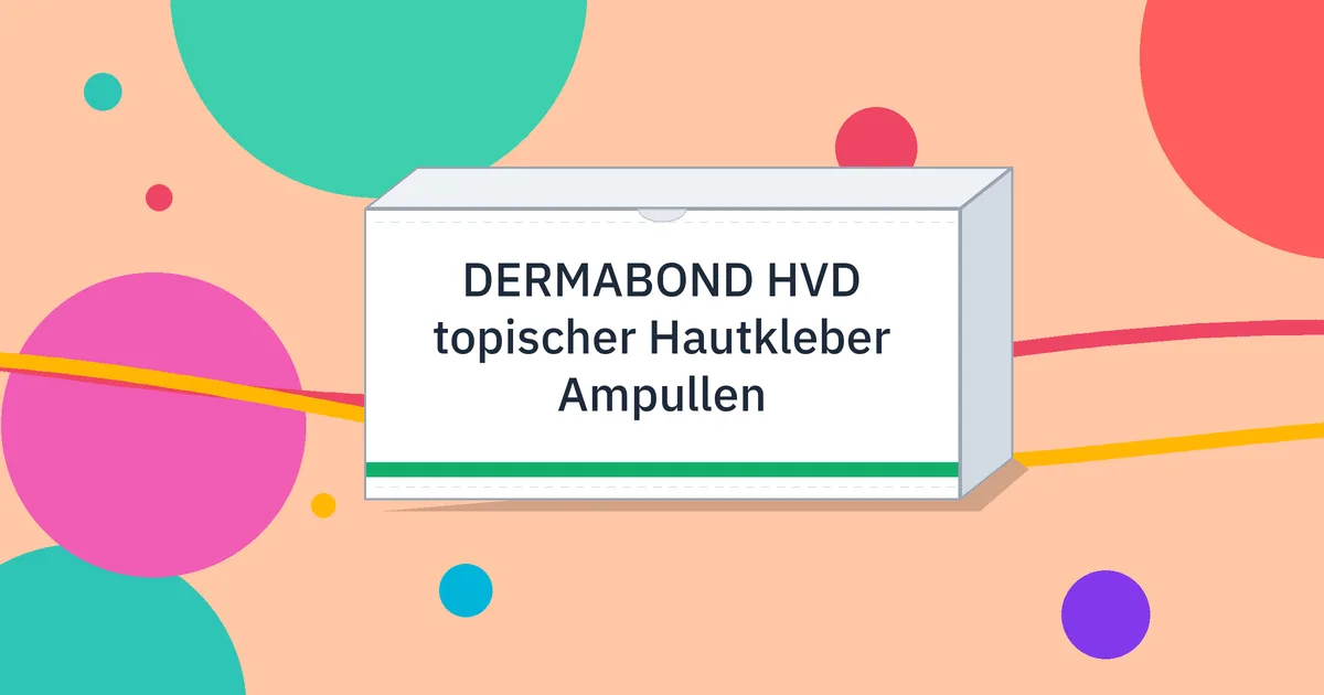 Symbolbild: Packung mit der Aufschrift DERMABOND HVD topischer Hautkleber Ampullen (PZN 02934669) – Verfügbarkeit und Bezug in Apotheken in Frankfurt am Main