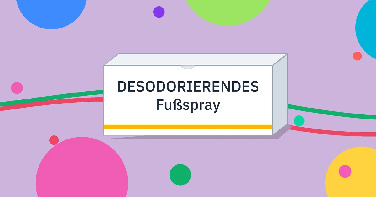 Symbolbild: Packung mit der Aufschrift DESODORIERENDES Fußspray (PZN 16619090) – Verfügbarkeit und Bezug in Apotheken in Frankfurt am Main
