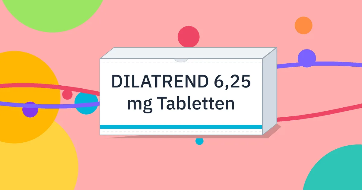 Symbolbild: Packung mit der Aufschrift DILATREND 6,25 mg Tabletten (PZN 07429002) – Verfügbarkeit und Bezug in Apotheken in Frankfurt am Main