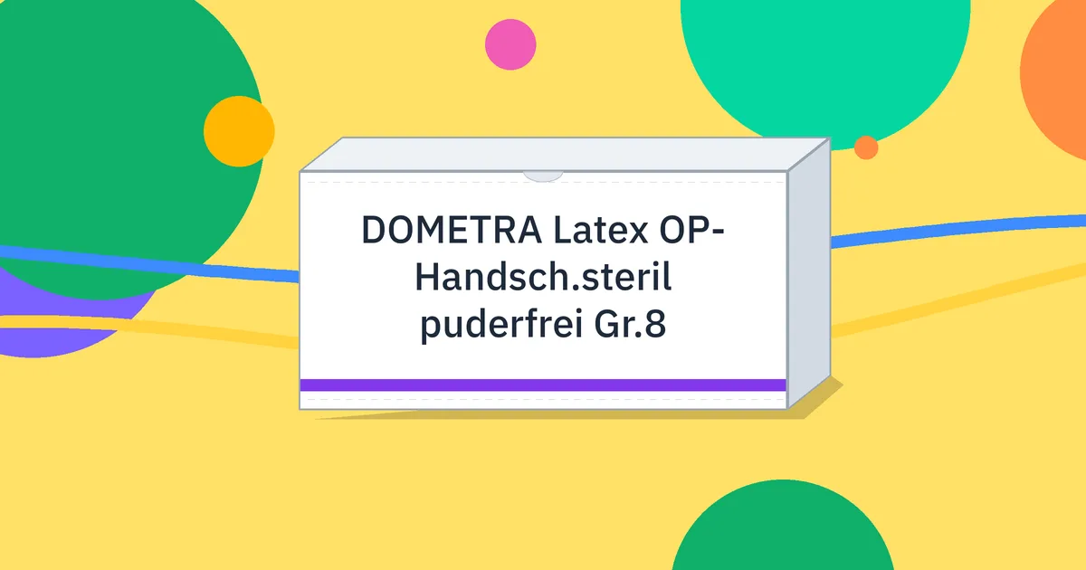 Symbolbild: Packung mit der Aufschrift DOMETRA Latex OP-Handsch.steril puderfrei Gr.8 (PZN 15385282) – Verfügbarkeit und Bezug in Apotheken in Frankfurt am Main