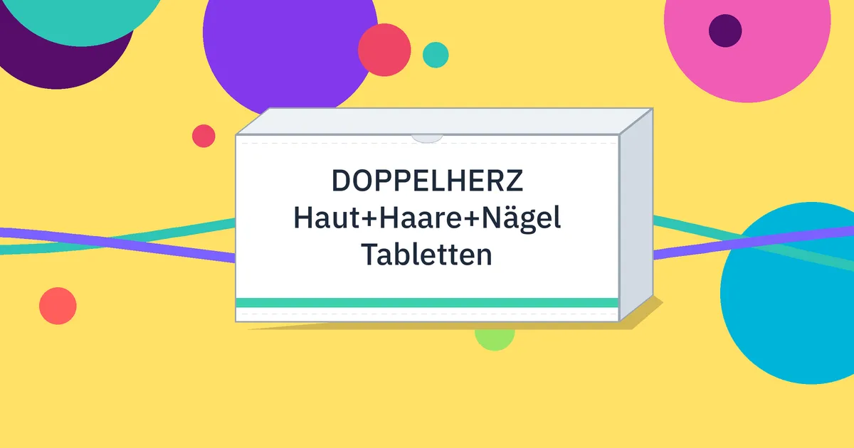 Symbolbild: Packung mit der Aufschrift DOPPELHERZ Haut+Haare+Nägel Tabletten (PZN 16849743) – Verfügbarkeit und Bezug in Apotheken in Frankfurt am Main