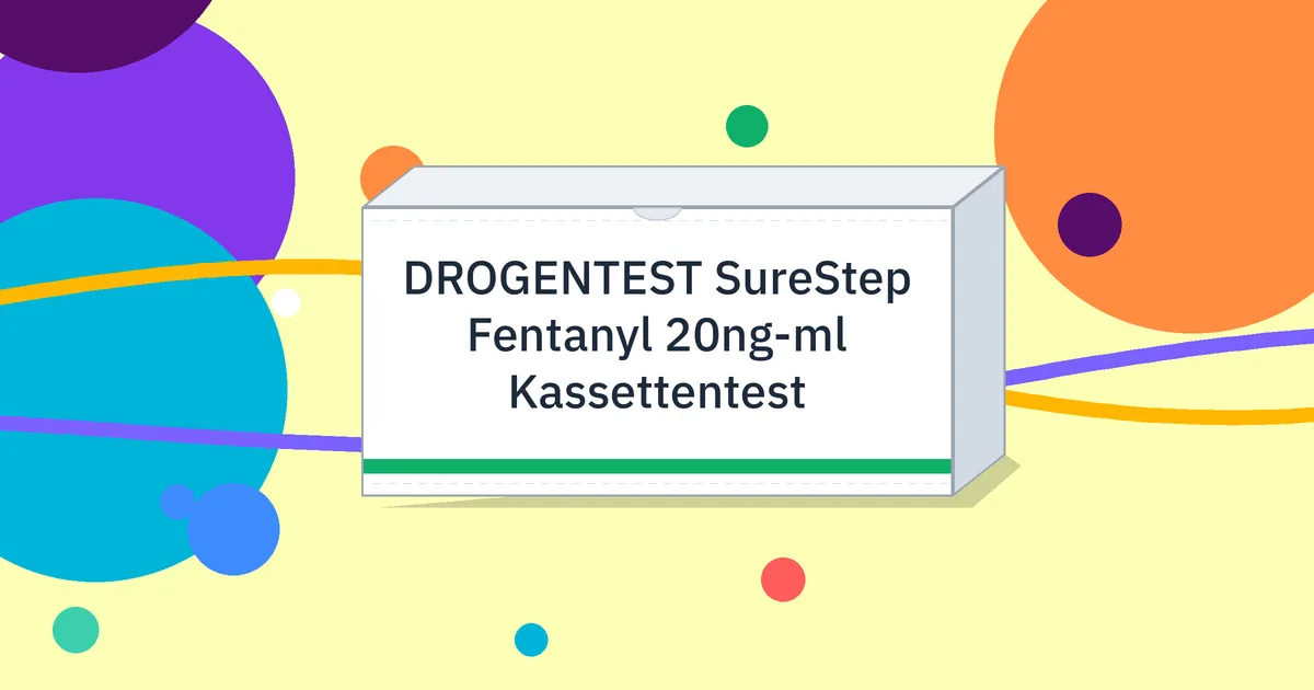 Symbolbild: Packung mit der Aufschrift DROGENTEST SureStep Fentanyl 20ng-ml Kassettentest (PZN 16589420) – Verfügbarkeit und Bezug in Apotheken in Frankfurt am Main
