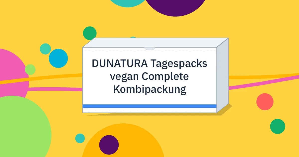 Symbolbild: Packung mit der Aufschrift DUNATURA Tagespacks vegan Complete Kombipackung (PZN 18363660) – Verfügbarkeit und Bezug in Apotheken in Frankfurt am Main