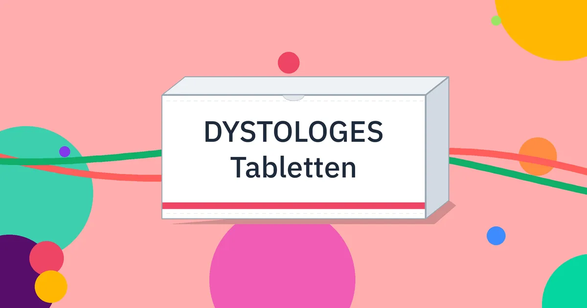 Symbolbild: Packung mit der Aufschrift DYSTOLOGES Tabletten (PZN 12346465) – Verfügbarkeit und Bezug in Apotheken in Frankfurt am Main