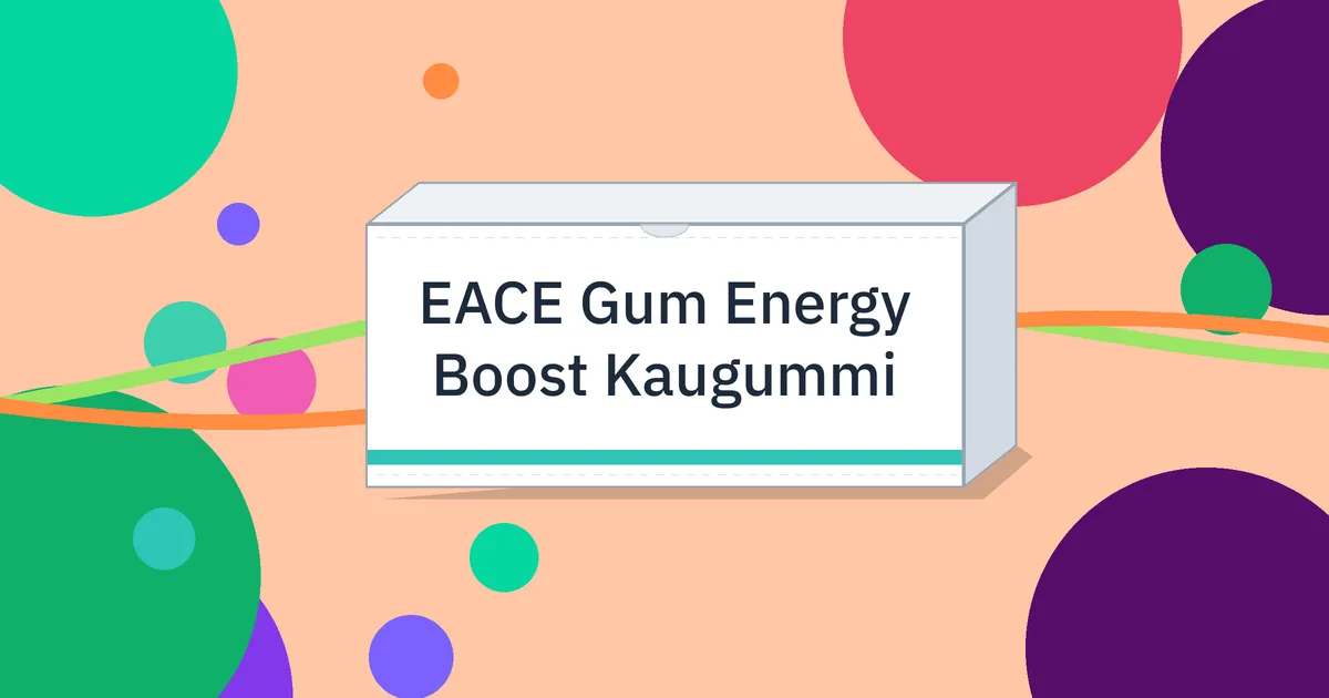 Symbolbild: Packung mit der Aufschrift EACE Gum Energy Boost Kaugummi (PZN 20136078) – Verfügbarkeit und Bezug in Apotheken in Frankfurt am Main