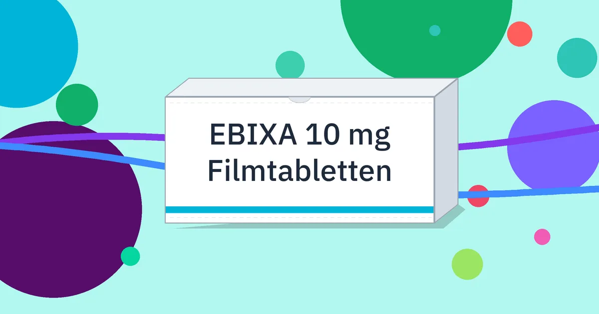 Symbolbild: Packung mit der Aufschrift EBIXA 10 mg Filmtabletten (PZN 00883979) – Verfügbarkeit und Bezug in Apotheken in Frankfurt am Main