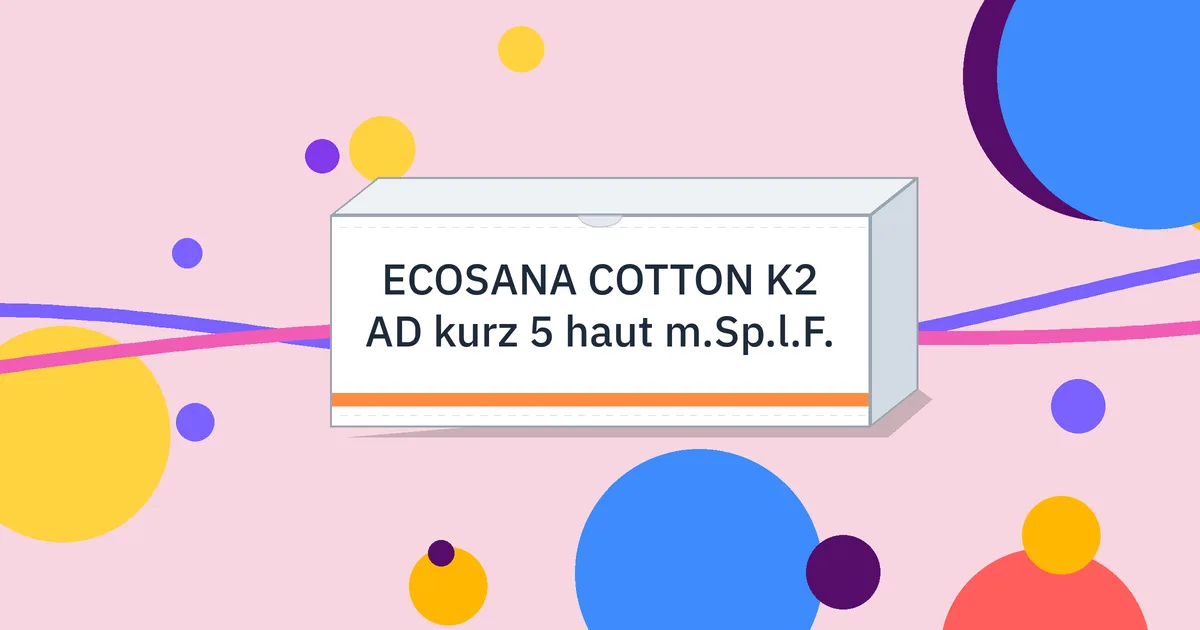Symbolbild: Packung mit der Aufschrift ECOSANA COTTON K2 AD kurz 5 haut m.Sp.l.F. (PZN 16948161) – Verfügbarkeit und Bezug in Apotheken in Frankfurt am Main