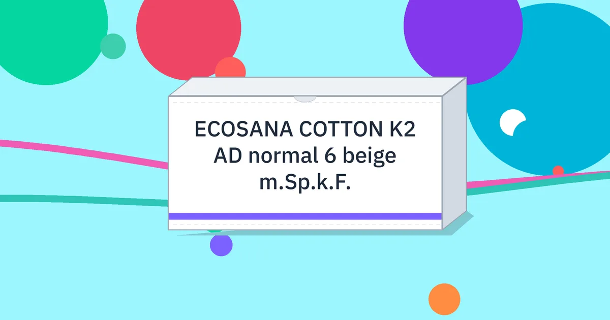 Symbolbild: Packung mit der Aufschrift ECOSANA COTTON K2 AD normal 6 beige m.Sp.k.F. (PZN 16948244) – Verfügbarkeit und Bezug in Apotheken in Frankfurt am Main