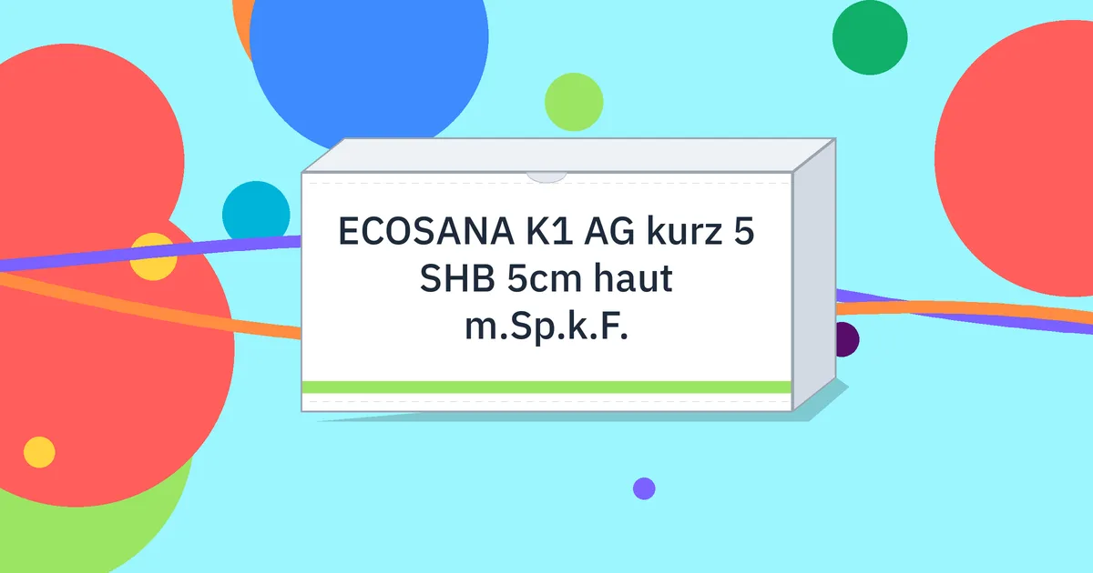 Symbolbild: Packung mit der Aufschrift ECOSANA K1 AG kurz 5 SHB 5cm haut m.Sp.k.F. (PZN 04729353) – Verfügbarkeit und Bezug in Apotheken in Frankfurt am Main