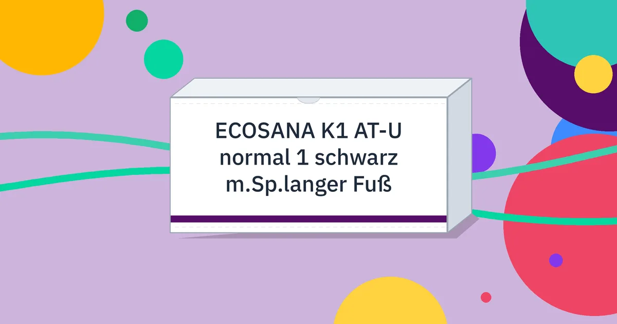 Symbolbild: Packung mit der Aufschrift ECOSANA K1 AT-U normal 1 schwarz m.Sp.langer Fuß (PZN 04732527) – Verfügbarkeit und Bezug in Apotheken in Frankfurt am Main