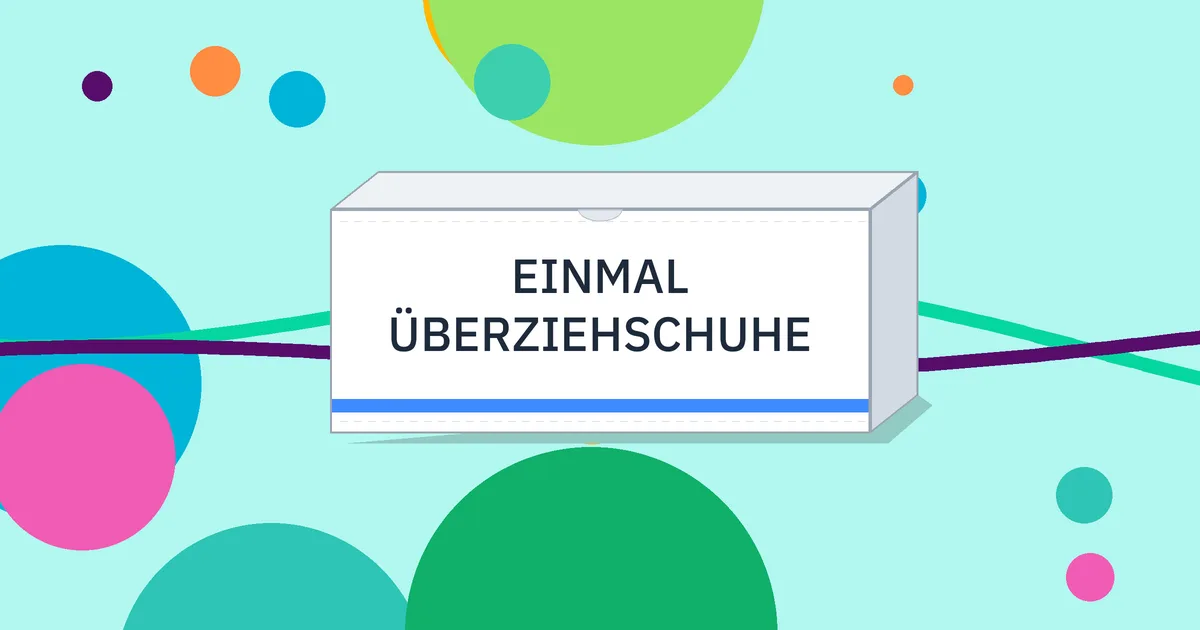 Symbolbild: Packung mit der Aufschrift EINMAL ÜBERZIEHSCHUHE (PZN 09629857) – Verfügbarkeit und Bezug in Apotheken in Frankfurt am Main