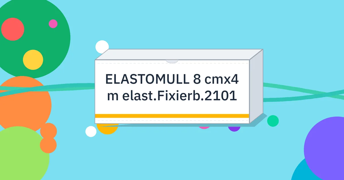 Symbolbild: Packung mit der Aufschrift ELASTOMULL 8 cmx4 m elast.Fixierb.2101 (PZN 19556993) – Verfügbarkeit und Bezug in Apotheken in Frankfurt am Main