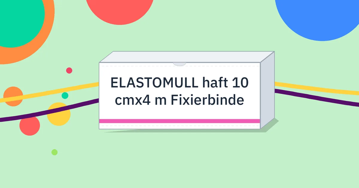 Symbolbild: Packung mit der Aufschrift ELASTOMULL haft 10 cmx4 m Fixierbinde (PZN 12656697) – Verfügbarkeit und Bezug in Apotheken in Frankfurt am Main