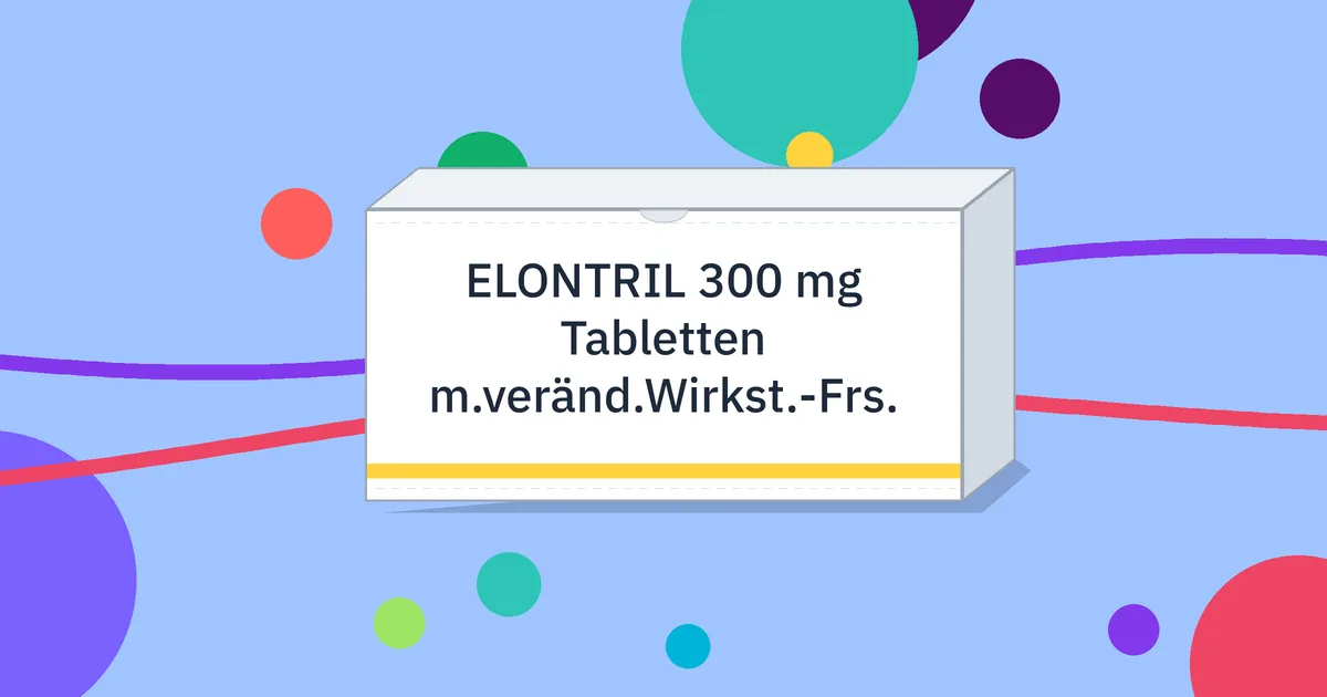Symbolbild: Packung mit der Aufschrift ELONTRIL 300 mg Tabletten m.veränd.Wirkst.-Frs. (PZN 06474756) – Verfügbarkeit und Bezug in Apotheken in Frankfurt am Main