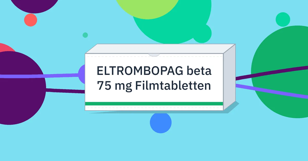 Symbolbild: Packung mit der Aufschrift ELTROMBOPAG beta 75 mg Filmtabletten (PZN 19181599) – Verfügbarkeit und Bezug in Apotheken in Frankfurt am Main
