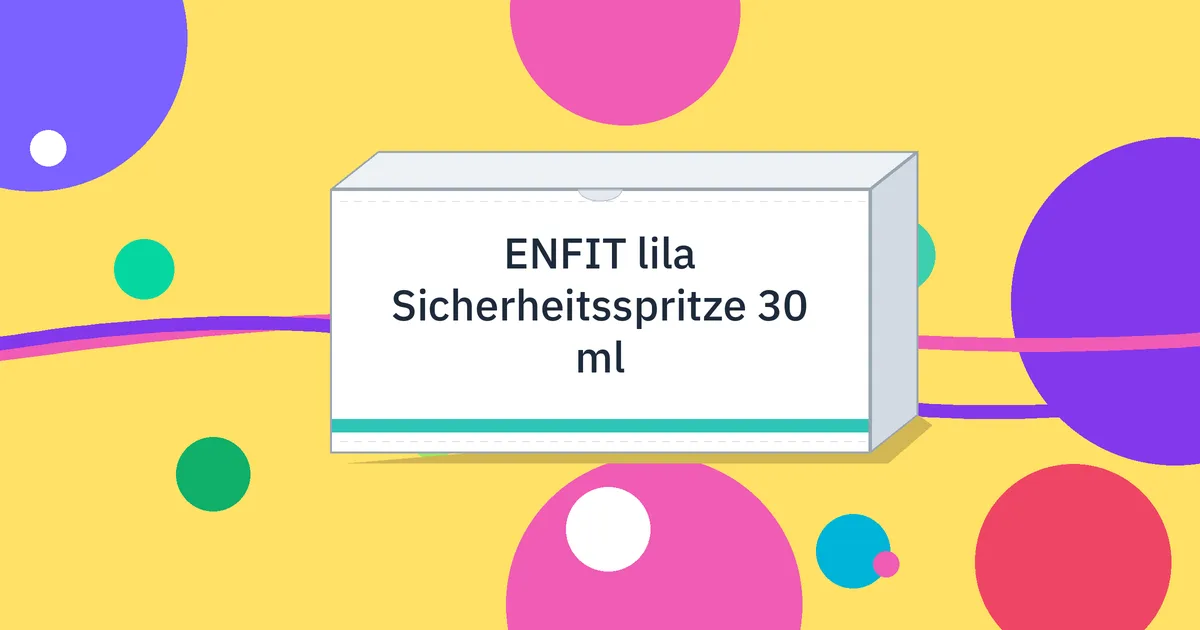 Symbolbild: Packung mit der Aufschrift ENFIT lila Sicherheitsspritze 30 ml (PZN 16735011) – Verfügbarkeit und Bezug in Apotheken in Frankfurt am Main