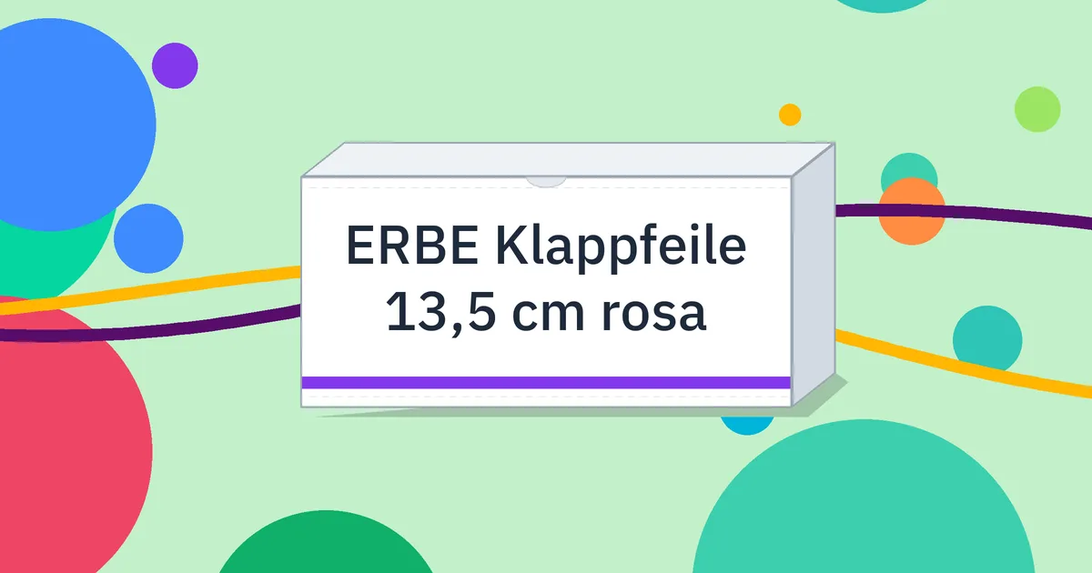 Symbolbild: Packung mit der Aufschrift ERBE Klappfeile 13,5 cm rosa (PZN 20052714) – Verfügbarkeit und Bezug in Apotheken in Frankfurt am Main