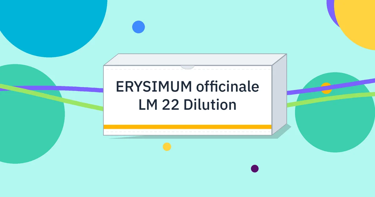 Symbolbild: Packung mit der Aufschrift ERYSIMUM officinale LM 22 Dilution (PZN 13479599) – Verfügbarkeit und Bezug in Apotheken in Frankfurt am Main