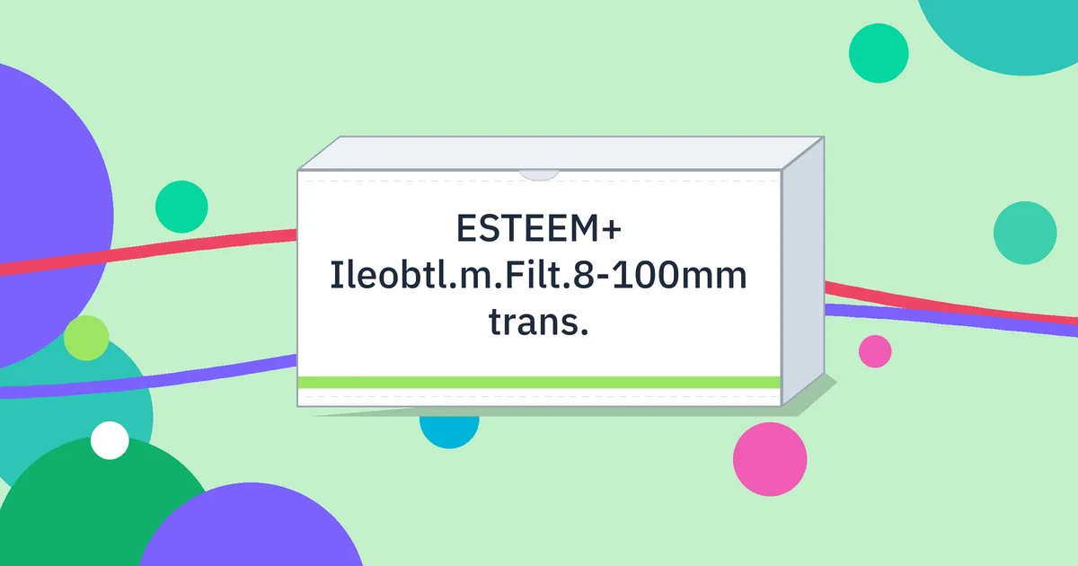 Symbolbild: Packung mit der Aufschrift ESTEEM+ Ileobtl.m.Filt.8-100mm trans. (PZN 06461825) – Verfügbarkeit und Bezug in Apotheken in Frankfurt am Main