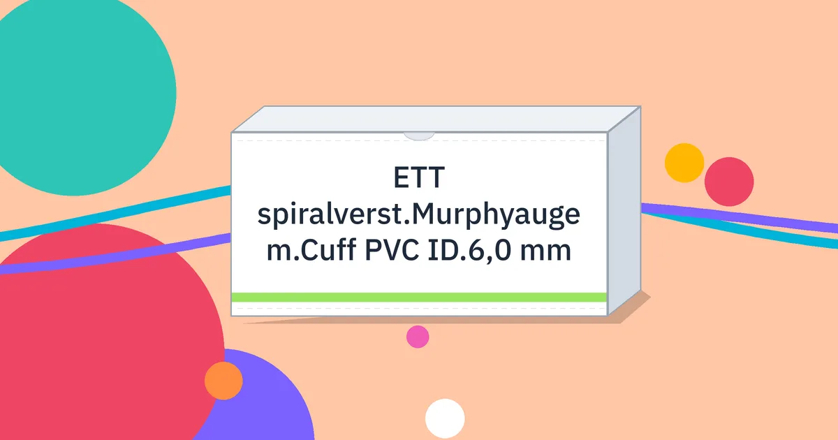 Symbolbild: Packung mit der Aufschrift ETT spiralverst.Murphyauge m.Cuff PVC ID.6,0 mm (PZN 19120729) – Verfügbarkeit und Bezug in Apotheken in Frankfurt am Main