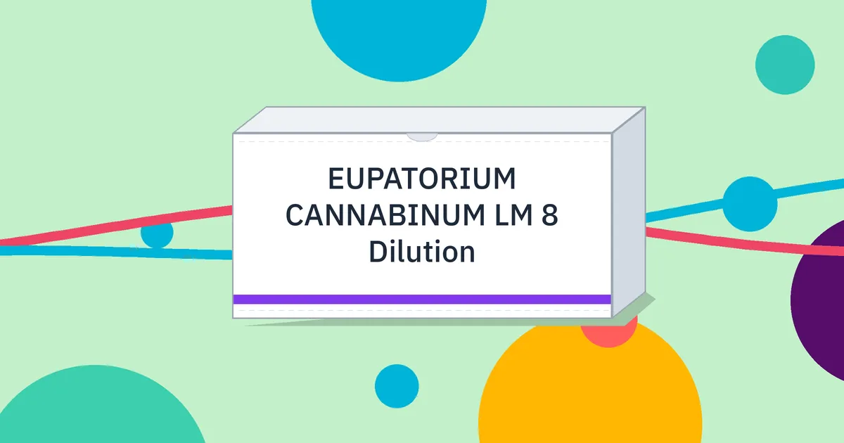 Symbolbild: Packung mit der Aufschrift EUPATORIUM CANNABINUM LM 8 Dilution (PZN 12845719) – Verfügbarkeit und Bezug in Apotheken in Frankfurt am Main