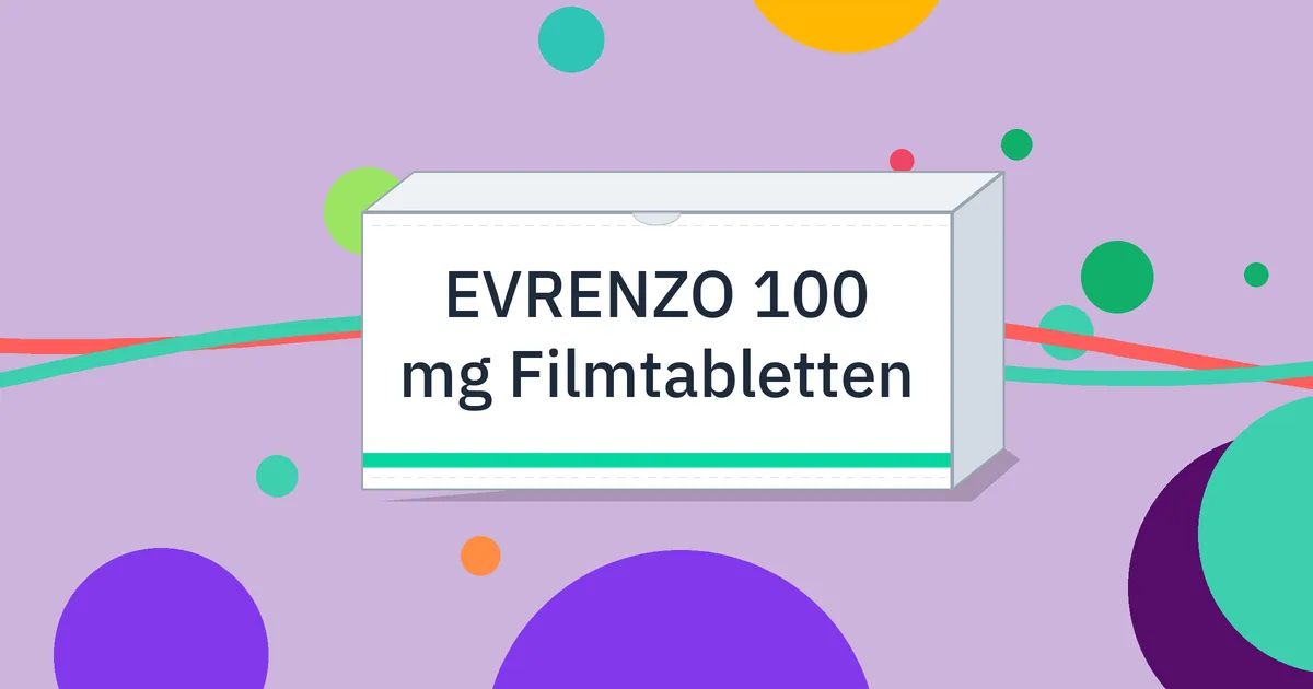 Symbolbild: Packung mit der Aufschrift EVRENZO 100 mg Filmtabletten (PZN 20606242) – Verfügbarkeit und Bezug in Apotheken in Frankfurt am Main
