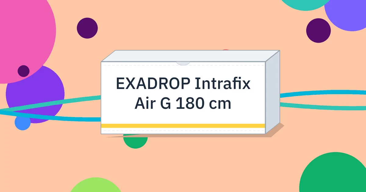 Symbolbild: Packung mit der Aufschrift EXADROP Intrafix Air G 180 cm (PZN 19768956) – Verfügbarkeit und Bezug in Apotheken in Frankfurt am Main