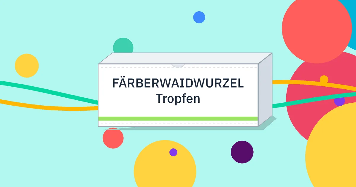 Symbolbild: Packung mit der Aufschrift FÄRBERWAIDWURZEL Tropfen (PZN 19418618) – Verfügbarkeit und Bezug in Apotheken in Frankfurt am Main