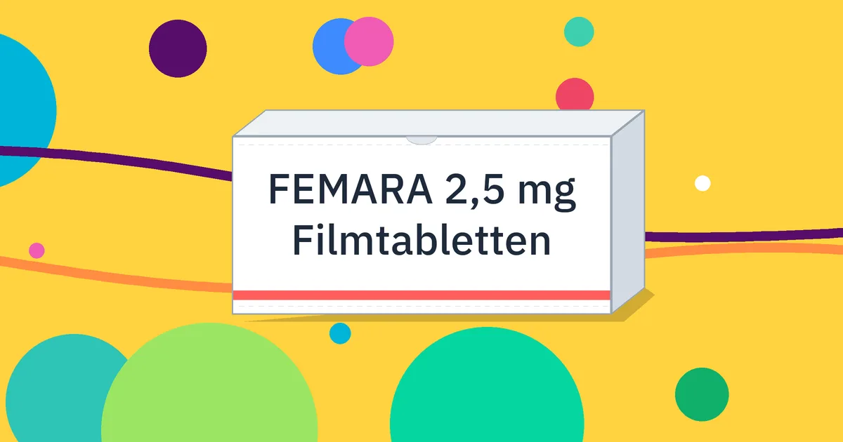 Symbolbild: Packung mit der Aufschrift FEMARA 2,5 mg Filmtabletten (PZN 07314606) – Verfügbarkeit und Bezug in Apotheken in Frankfurt am Main