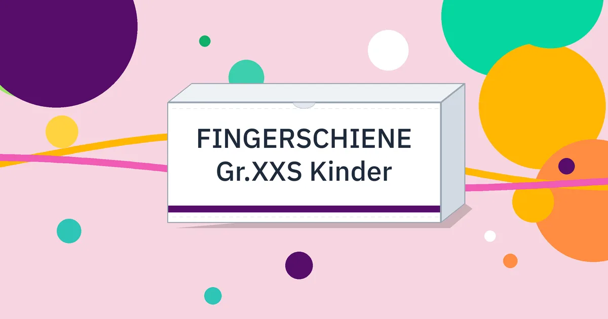 Symbolbild: Packung mit der Aufschrift FINGERSCHIENE Gr.XXS Kinder (PZN 07785613) – Verfügbarkeit und Bezug in Apotheken in Frankfurt am Main