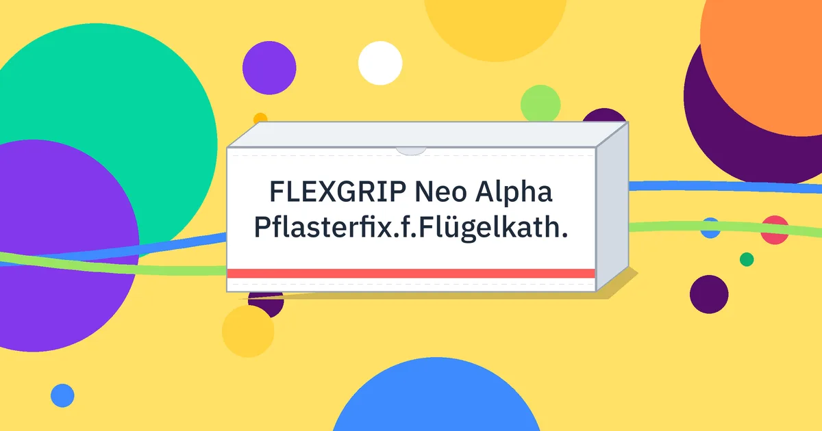 Symbolbild: Packung mit der Aufschrift FLEXGRIP Neo Alpha Pflasterfix.f.Flügelkath. (PZN 20371359) – Verfügbarkeit und Bezug in Apotheken in Frankfurt am Main