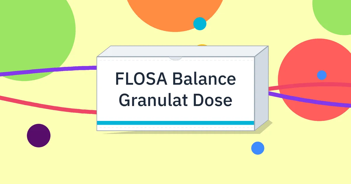 Symbolbild: Packung mit der Aufschrift FLOSA Balance Granulat Dose (PZN 03737706) – Verfügbarkeit und Bezug in Apotheken in Frankfurt am Main
