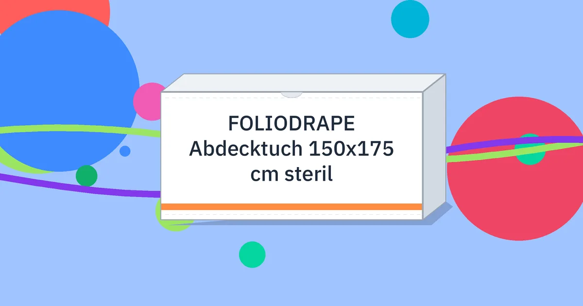 Symbolbild: Packung mit der Aufschrift FOLIODRAPE Abdecktuch 150x175 cm steril (PZN 06892583) – Verfügbarkeit und Bezug in Apotheken in Frankfurt am Main