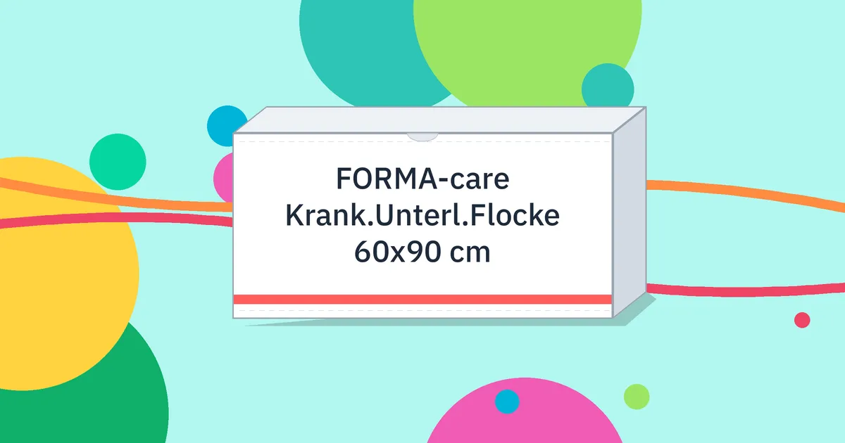 Symbolbild: Packung mit der Aufschrift FORMA-care Krank.Unterl.Flocke 60x90 cm (PZN 10217261) – Verfügbarkeit und Bezug in Apotheken in Frankfurt am Main