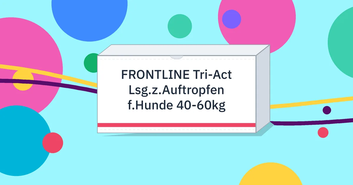 Symbolbild: Packung mit der Aufschrift FRONTLINE Tri-Act Lsg.z.Auftropfen f.Hunde 40-60kg (PZN 16359921) – Verfügbarkeit und Bezug in Apotheken in Frankfurt am Main