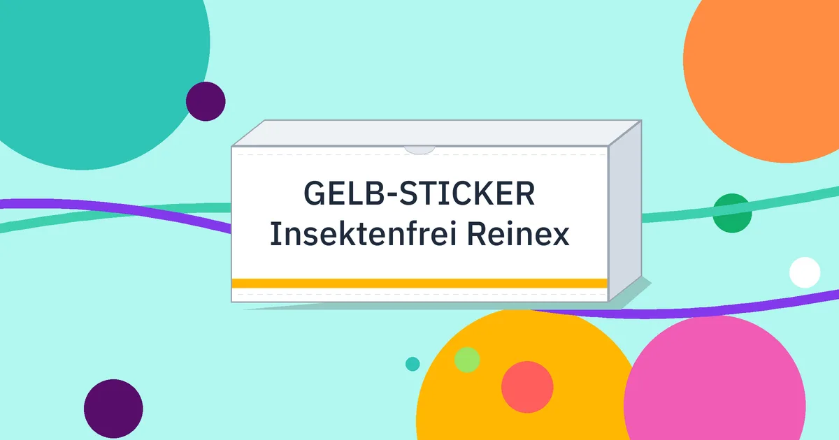 Symbolbild: Packung mit der Aufschrift GELB-STICKER Insektenfrei Reinex (PZN 15422356) – Verfügbarkeit und Bezug in Apotheken in Frankfurt am Main