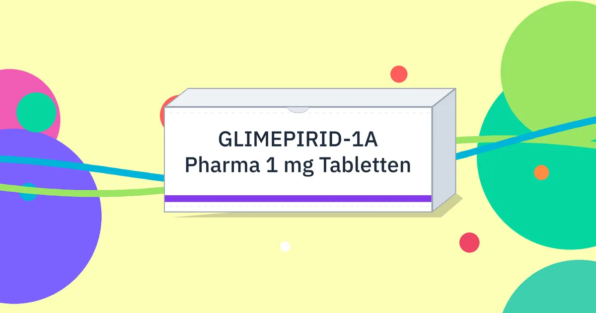 Symbolbild: Packung mit der Aufschrift GLIMEPIRID-1A Pharma 1 mg Tabletten (PZN 09005418) – Verfügbarkeit und Bezug in Apotheken in Frankfurt am Main