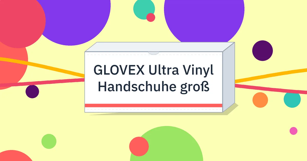 Symbolbild: Packung mit der Aufschrift GLOVEX Ultra Vinyl Handschuhe groß (PZN 01553385) – Verfügbarkeit und Bezug in Apotheken in Frankfurt am Main