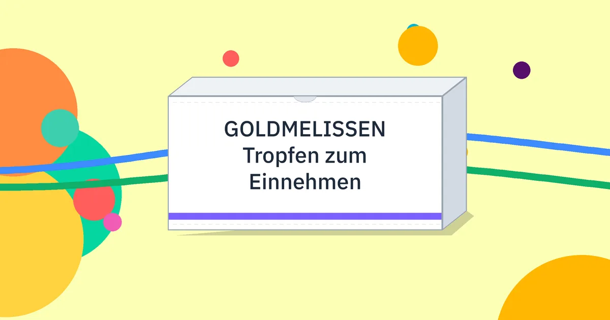 Symbolbild: Packung mit der Aufschrift GOLDMELISSEN Tropfen zum Einnehmen (PZN 11365638) – Verfügbarkeit und Bezug in Apotheken in Frankfurt am Main