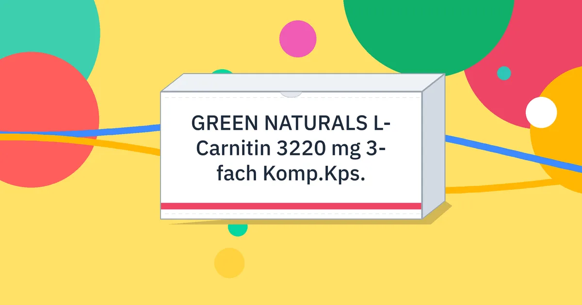 Symbolbild: Packung mit der Aufschrift GREEN NATURALS L-Carnitin 3220 mg 3-fach Komp.Kps. (PZN 20790702) – Verfügbarkeit und Bezug in Apotheken in Frankfurt am Main
