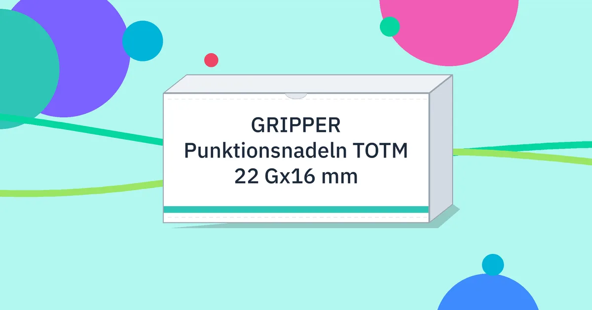 Symbolbild: Packung mit der Aufschrift GRIPPER Punktionsnadeln TOTM 22 Gx16 mm (PZN 03002465) – Verfügbarkeit und Bezug in Apotheken in Frankfurt am Main