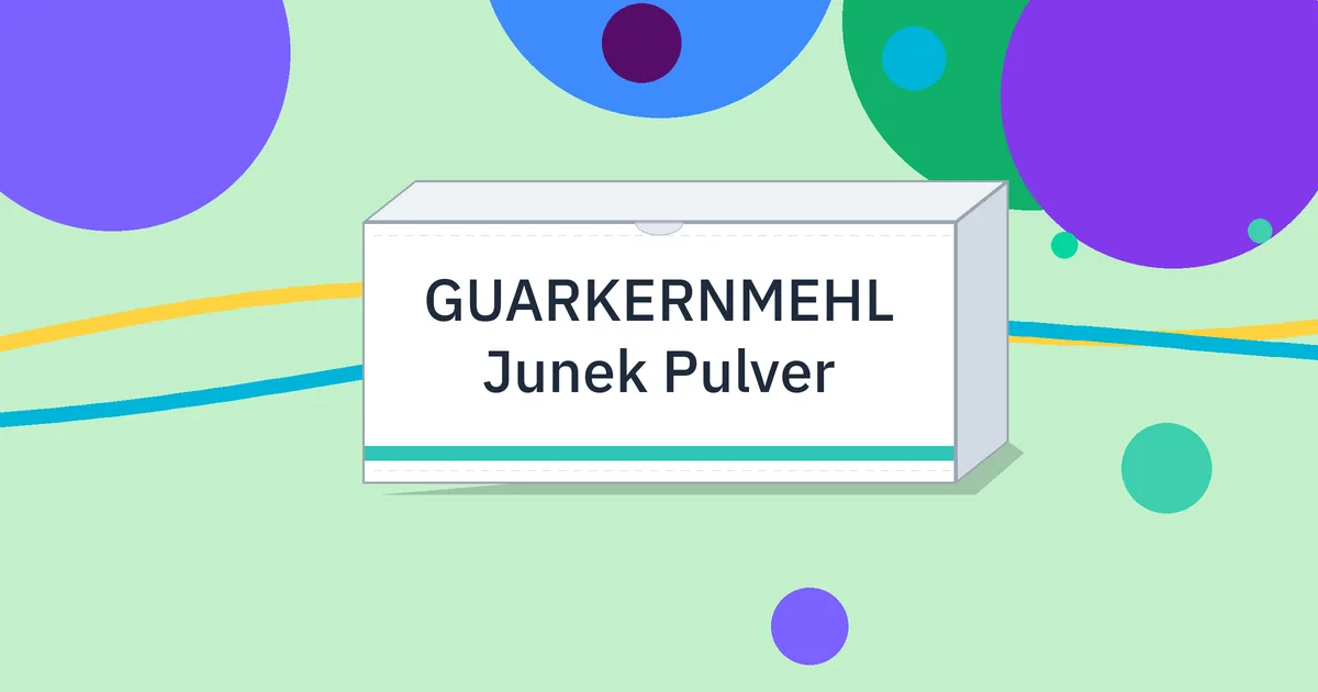 Symbolbild: Packung mit der Aufschrift GUARKERNMEHL Junek Pulver (PZN 11005963) – Verfügbarkeit und Bezug in Apotheken in Frankfurt am Main