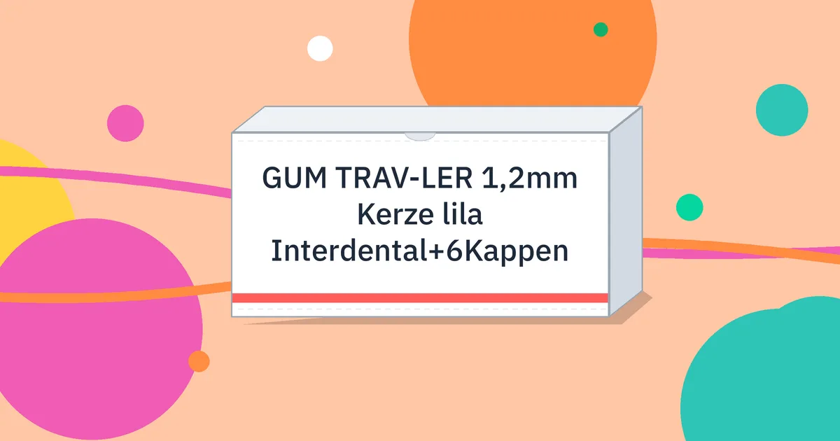 Symbolbild: Packung mit der Aufschrift GUM TRAV-LER 1,2mm Kerze lila Interdental+6Kappen (PZN 09714416) – Verfügbarkeit und Bezug in Apotheken in Frankfurt am Main