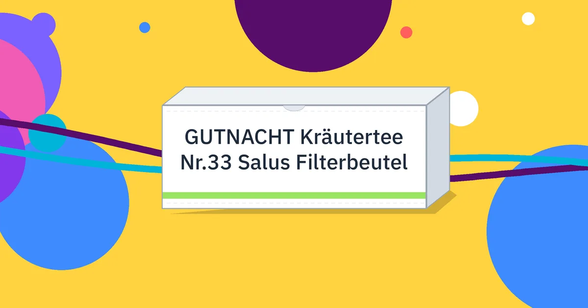 Symbolbild: Packung mit der Aufschrift GUTNACHT Kräutertee Nr.33 Salus Filterbeutel (PZN 00249828) – Verfügbarkeit und Bezug in Apotheken in Frankfurt am Main