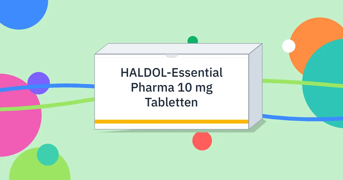 Symbolbild: Packung mit der Aufschrift HALDOL-Essential Pharma 10 mg Tabletten (PZN 18854576) – Verfügbarkeit und Bezug in Apotheken in Frankfurt am Main
