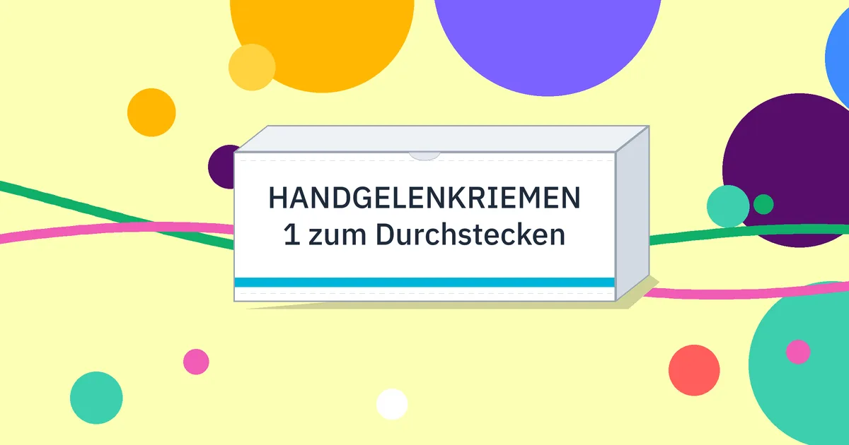 Symbolbild: Packung mit der Aufschrift HANDGELENKRIEMEN 1 zum Durchstecken (PZN 04755669) – Verfügbarkeit und Bezug in Apotheken in Frankfurt am Main