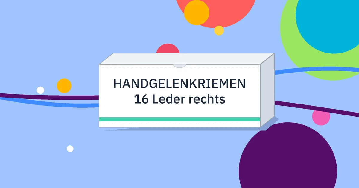 Symbolbild: Packung mit der Aufschrift HANDGELENKRIEMEN 16 Leder rechts (PZN 01727626) – Verfügbarkeit und Bezug in Apotheken in Frankfurt am Main