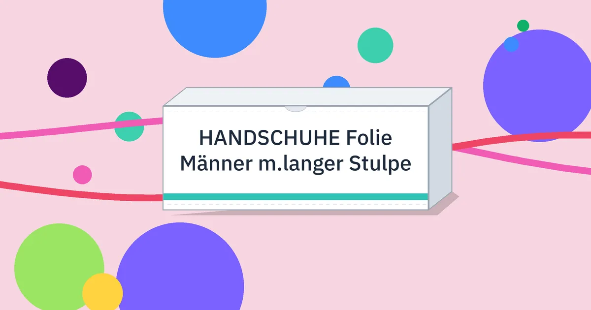 Symbolbild: Packung mit der Aufschrift HANDSCHUHE Folie Männer m.langer Stulpe (PZN 03163688) – Verfügbarkeit und Bezug in Apotheken in Frankfurt am Main