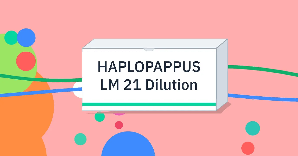 Symbolbild: Packung mit der Aufschrift HAPLOPAPPUS LM 21 Dilution (PZN 12884984) – Verfügbarkeit und Bezug in Apotheken in Frankfurt am Main