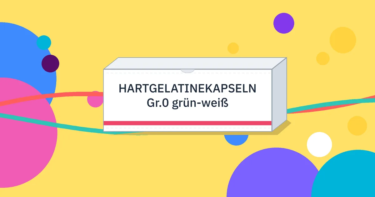Symbolbild: Packung mit der Aufschrift HARTGELATINEKAPSELN Gr.0 grün-weiß (PZN 03356619) – Verfügbarkeit und Bezug in Apotheken in Frankfurt am Main